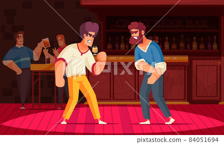 Fight In Bar Composition - Stock Illustration [84051694] - PIXTA