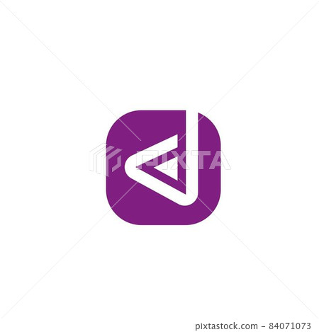 play button icon vector d letter concept ... - Stock Illustration ...