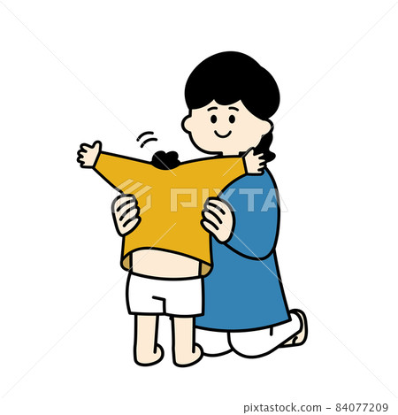 Mother color to change children's clothes - Stock Illustration ...