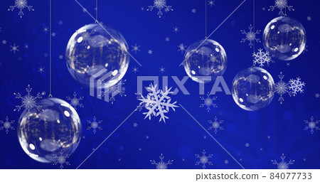Image of christmas balls over snowflakes on...-插圖素材 [84077733] - PIXTA圖庫