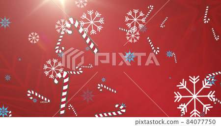Image of falling snowflakes and candy corn on... - Stock Illustration ...