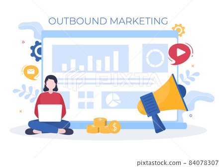 Outbound Marketing Business Vector Illustration... - Stock Illustration ...