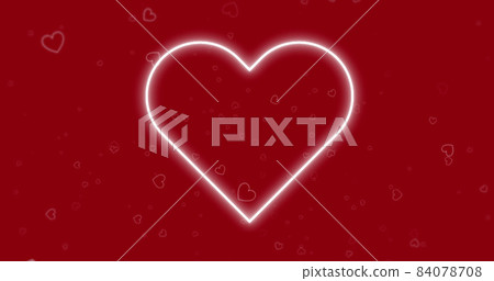 Image of red hearts icons floating and neon... - Stock Illustration ...
