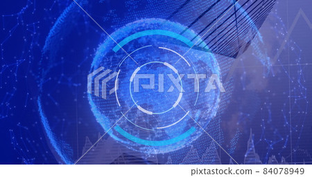 Round scanner and network of connections on... - Stock Illustration ...