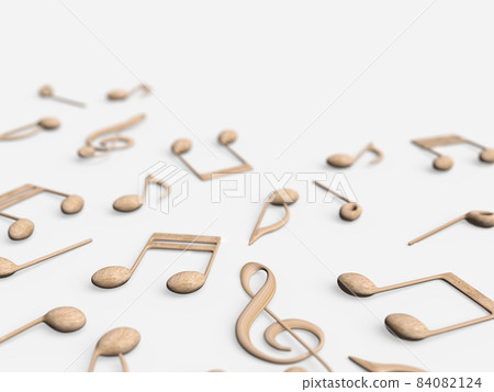 Wooden musical notes scattered on the floor... - Stock Illustration ...