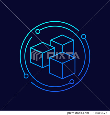 blocks, cubes line icon, vector - Stock Illustration [84083674] - PIXTA