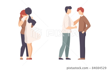 Man and Woman Character Supporting Friend... - Stock Illustration ...
