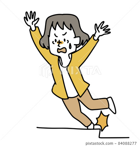 Illustration of a woman who stumbled on a step - Stock Illustration ...