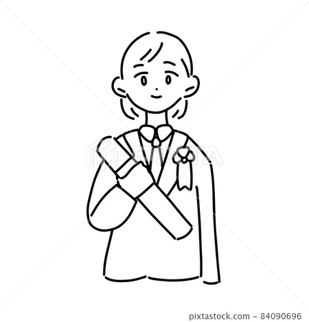 Female graduate with a diploma (line drawing) - Stock Illustration ...