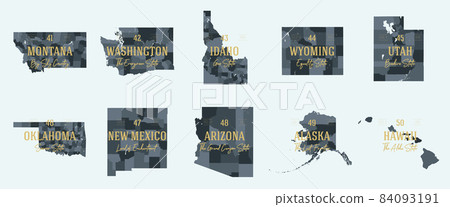 Set 5 of 5 Division United States into... - Stock Illustration ...