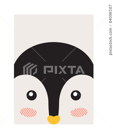 Penguin Closeup Animal Face, Vector Illustration - Stock Illustration ...