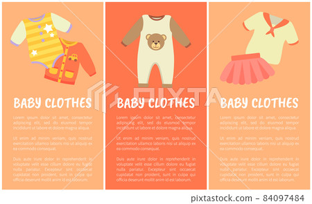 Baby Clothes Three Banners, Vector Illustration - Stock Illustration ...