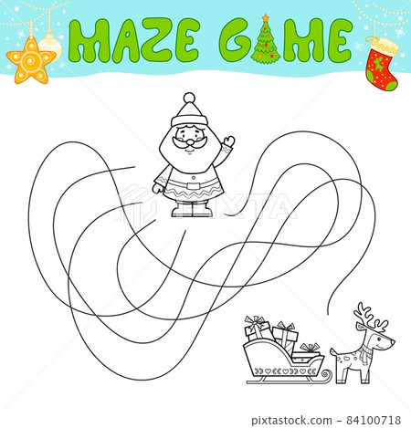 Christmas Maze puzzle game for children.... - Stock Illustration ...