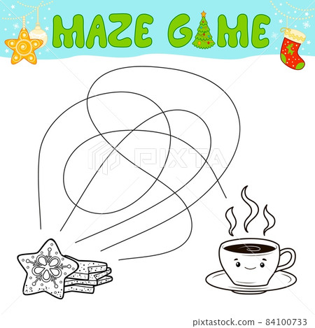 Christmas Maze puzzle game for children....-插圖素材 [84100733] - PIXTA圖庫