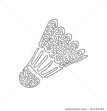 Single continuous line drawing shuttlecock... - Stock Illustration ...