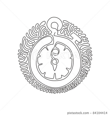 Single one line drawing Stopwatch line and... - Stock Illustration ...