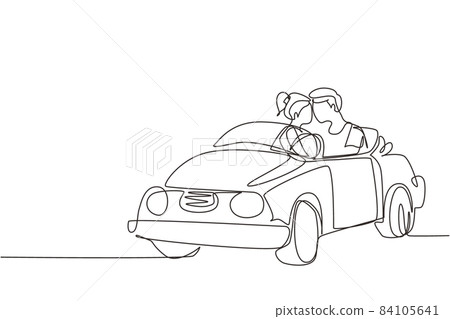 Continuous one line drawing romantic couple... - Stock Illustration ...
