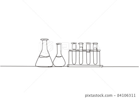 Single one line drawing chemical research... - Stock Illustration ...