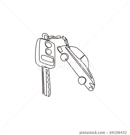 Single one line drawing key car and key ring... - Stock Illustration ...