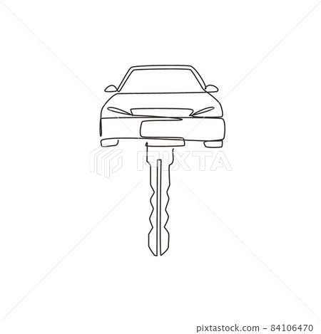 Single one line drawing car shaped car key.... - Stock Illustration ...