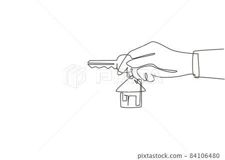 Continuous one line drawing hand holding a... - Stock Illustration ...