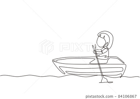 Continuous one line drawing cute little girl...-插圖素材 [84106867] - PIXTA圖庫