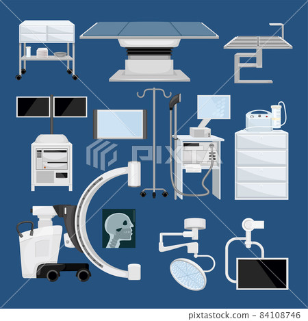 Medical Operating Room Equipment Color Set - Stock Illustration ...