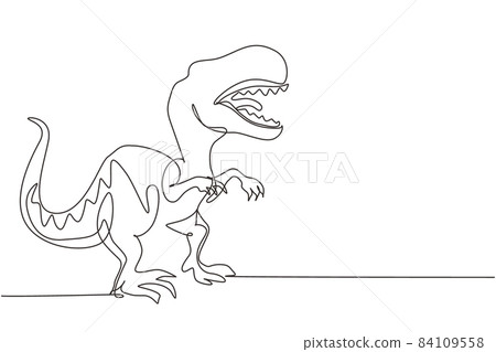 Single one line drawing tyrannosaurus rex.... - Stock Illustration ...