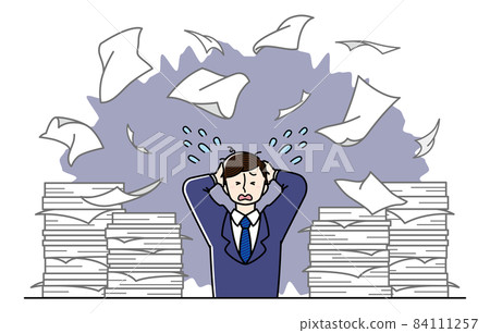 A businessman who is busy with a lot of work - Stock Illustration ...
