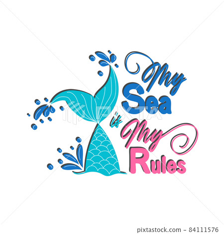 Mermaid card with hand drawn sea elements and... - Stock Illustration ...