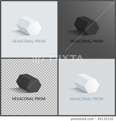 Hexagonal Prisms Set on Dark Light and Transparent-插圖素材 [84116326 ...