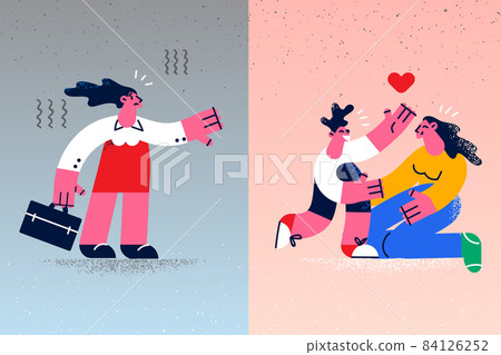 Businesswoman and mother life on contrary - Stock Illustration ...