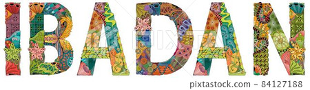Ibadan is city in Nigeria. Vector decorative... - Stock Illustration ...