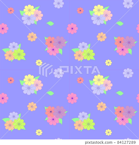 floral seamless pattern on blue background - Stock Illustration ...