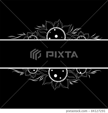 Black and white graphic frame, floral pattern,... - Stock Illustration ...