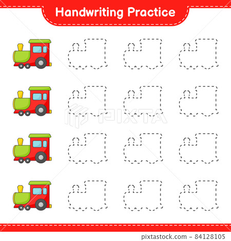Handwriting practice. Tracing lines of Train.... - Stock Illustration ...