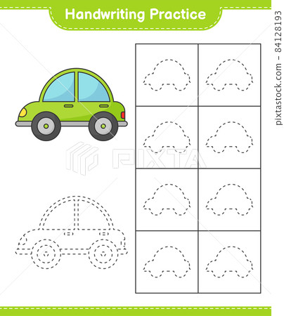Handwriting practice. Tracing lines of Car....-插圖素材 [84128193] - PIXTA圖庫