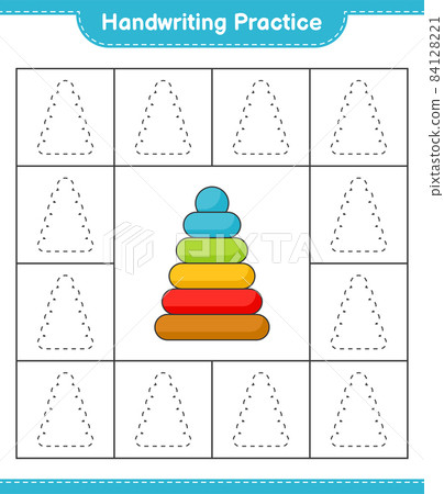 Handwriting practice. Tracing lines of Pyramid... - Stock Illustration ...