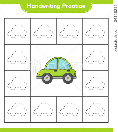 Handwriting practice. Tracing lines of Car.... - Stock Illustration ...