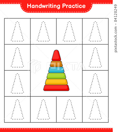 Handwriting practice. Tracing lines of Pyramid... - Stock Illustration ...