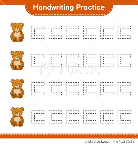 Handwriting practice. Tracing lines of Teddy... - Stock Illustration ...