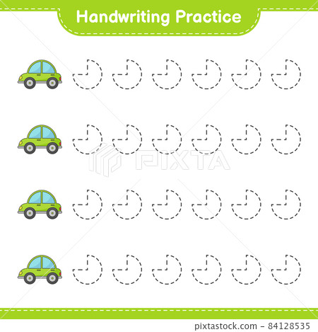 Handwriting practice. Tracing lines of Car.... - Stock Illustration ...