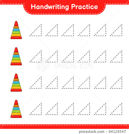 Handwriting practice. Tracing lines of Pyramid... - Stock Illustration ...