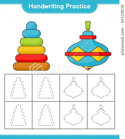 Handwriting practice. Tracing lines of Pyramid... - Stock Illustration ...