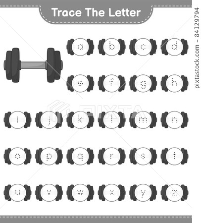 Trace the letter. Tracing letter alphabet with... - Stock Illustration ...