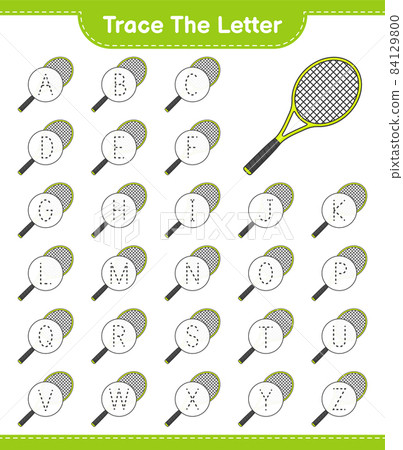 Trace the letter. Tracing letter alphabet with... - Stock Illustration ...