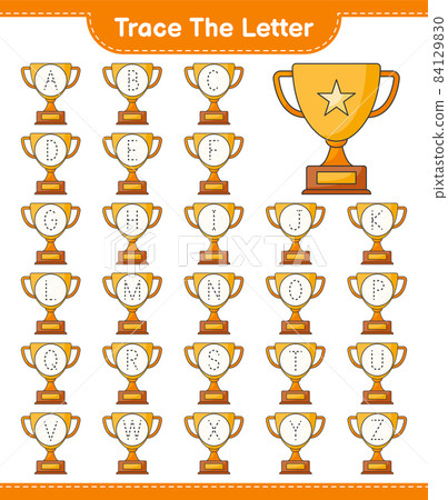 Trace the letter. Tracing letter alphabet with... - Stock Illustration ...