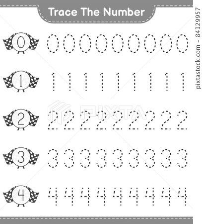 Trace the number. Tracing number with Racing... - Stock Illustration ...