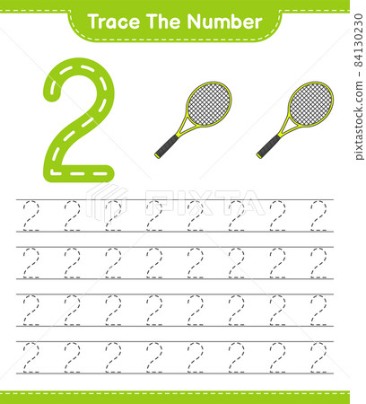 Trace the number. Tracing number with Tennis... - Stock Illustration ...