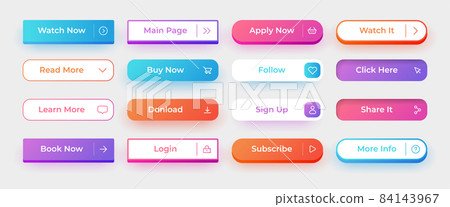 UI button. Website rectangular modern action... - Stock Illustration ...